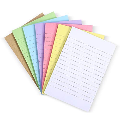 STOBOK Lined Sticky Notes,7 Packs Bright Color Self-Stick Memo notepads with line 3.9 x 6 inch,Legal Pads 50 Sheets per Notepad Memo Stickers for Office,School,Home