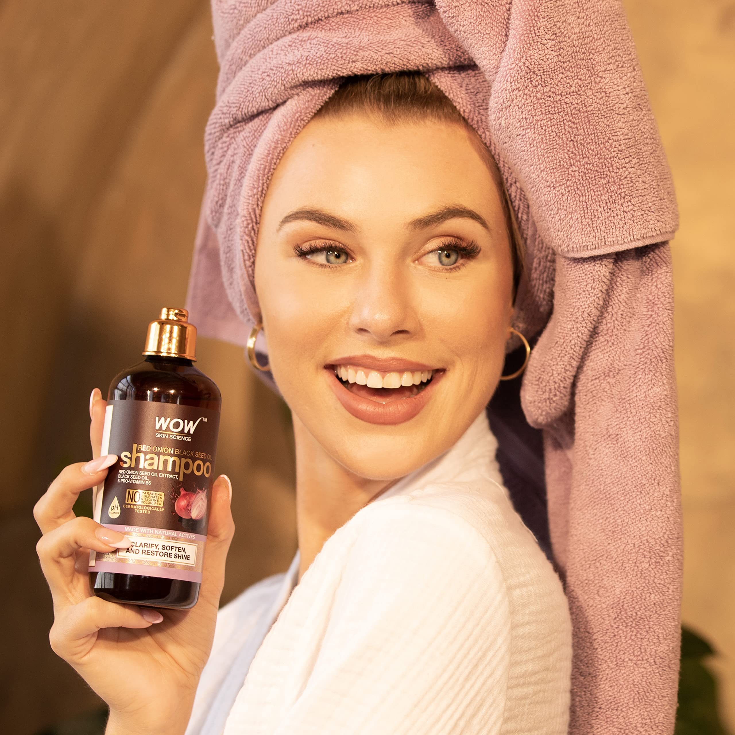 WOW Skin Science Red Onion Black Seed Oil Shampoo Increase Gloss, Hydration, Shine - Reduce Itchy Scalp, Dandruff & Frizz - No Parabens or Sulfates - All Hair Types (16.9 Fl Oz (Pack of 1))