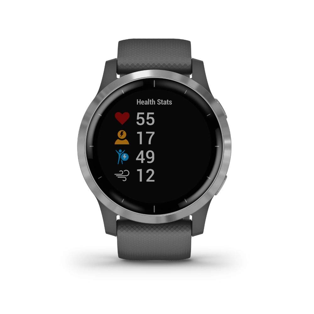 Garmin Vivoactive 4 Smartwatch (Gray/Stainless) Bundle w/Additional Metal Band (010-02174-01)