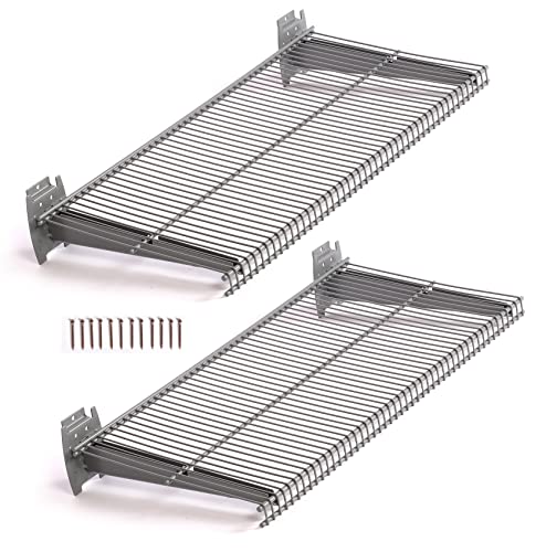 Baoz 2pcs Wall Shelf Kit Garage Storage Rack Heavy Duty Metal Carbon Steel Floating Shelf Mounted Ventilated Shelves for Slatwall(12x24in)