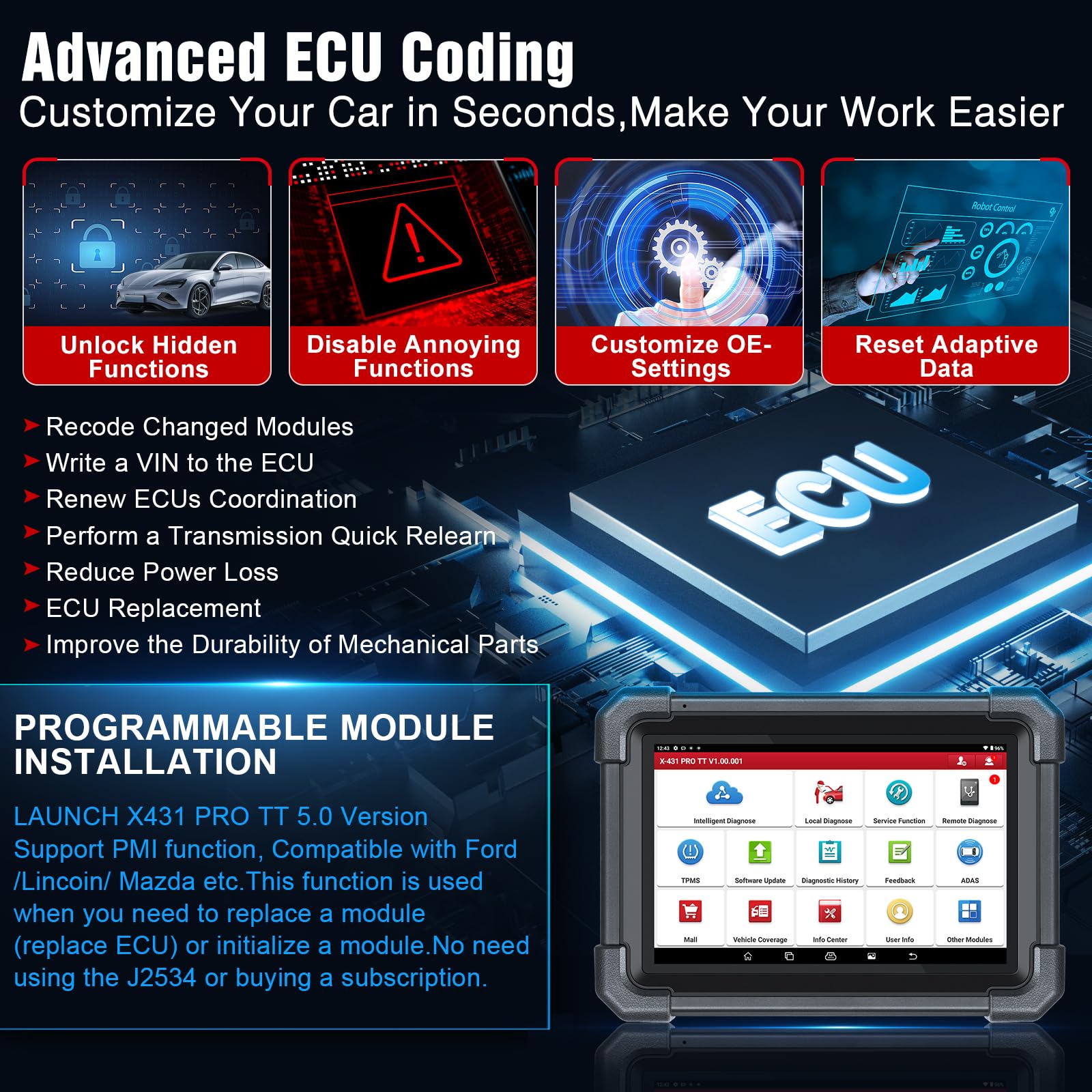 2023 Upgrade Elite LAUNCH OBD2 Scanner CRP429c,OE-Level All System Diagnostic Tool with 15 Reset Function, PMS, ABS, Injector Coding, IMMO, EPB, BMS, SAS, DPF, FCA AUTOAUTH, Lifetime Free Update