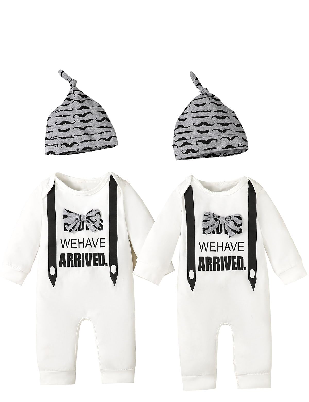 Aslaylme Baby Boy Matching Outfit Newborn Boy Twins Bodysuit Ladies We Have Arrived Romper (White,0-3 Months)