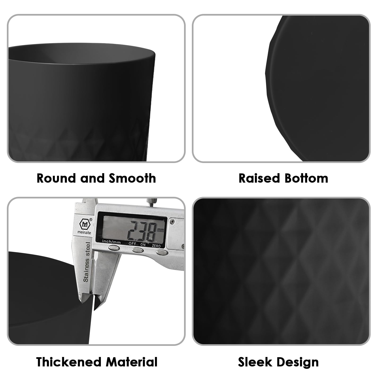 3 Pack Bathroom Trash Can, 1.8 Gallons Small Trash Can with Trash Bags, Round Bathroom Garbage Can Waste Basket, Plastic Trash Bin for Dorm, Bedroom, Kitchen, Office, Study, Compact Spaces(Black)