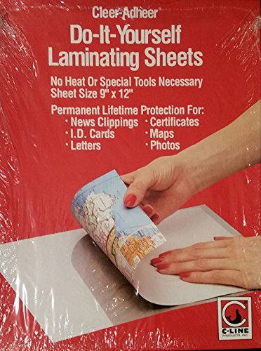 C-Line® Cleer-Adheer Laminating Sheets, 9" x 12", Box Of 50