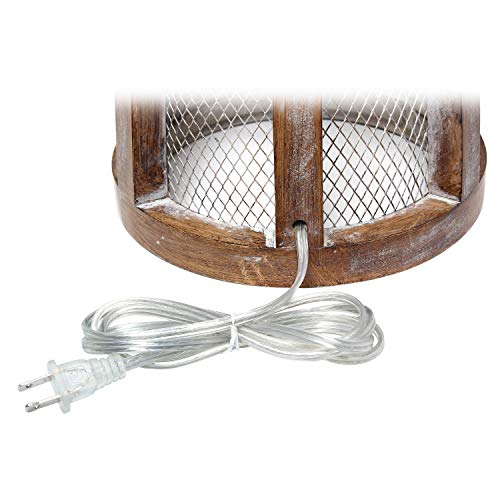 Elegant Designs LT3309-OWD Vintage Farmhouse Wood and Netted 2 Light Table Lamp, Old Wood
