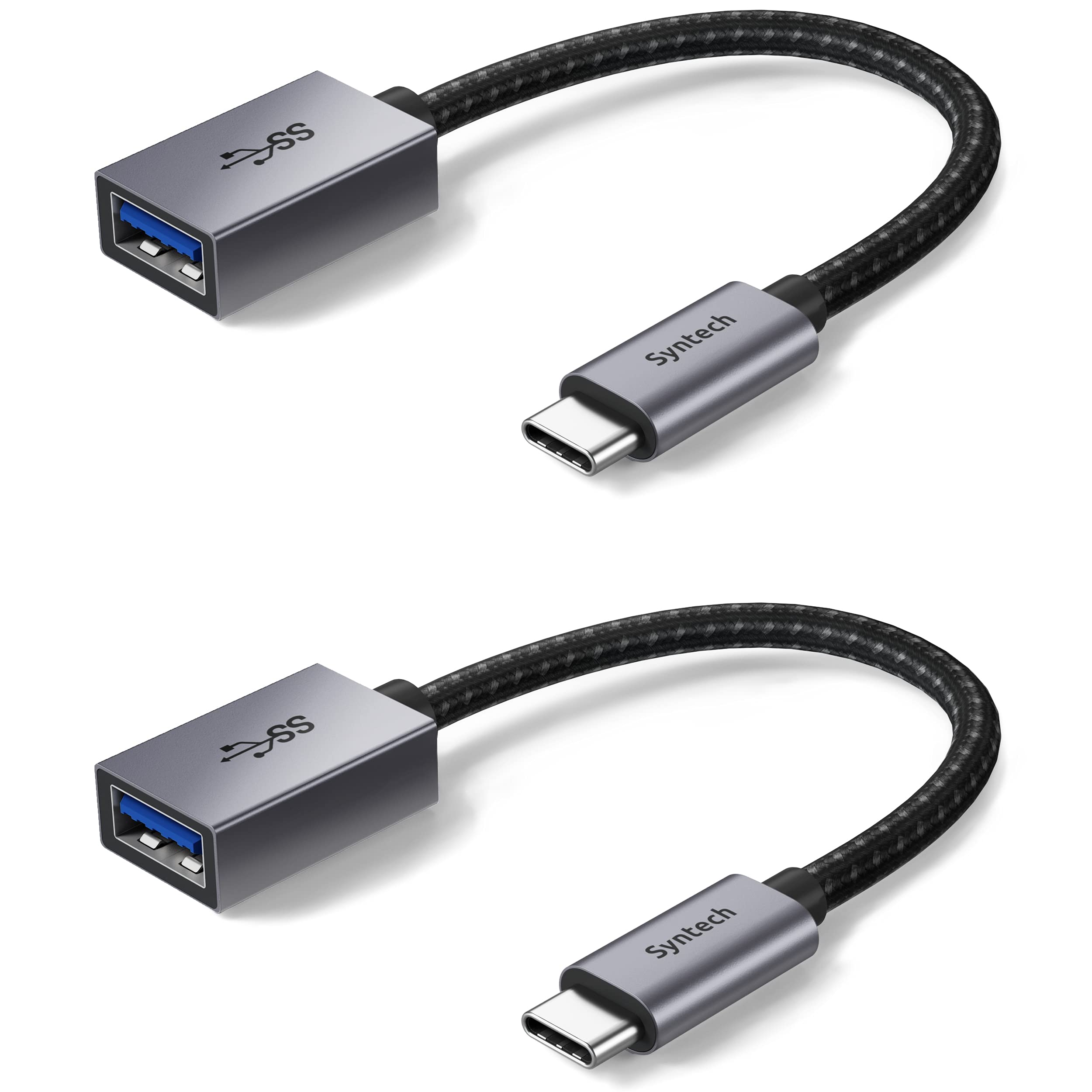 Syntech USB C to USB Adapter, 2 Pack USB C to USB3 Adapter,Thunderbolt 3 to USB Female Adapter OTG Cable Compatible with iPhone 16/15 Pro Max, iPad Air 2020, MacBook Pro, Air and More Space Gray