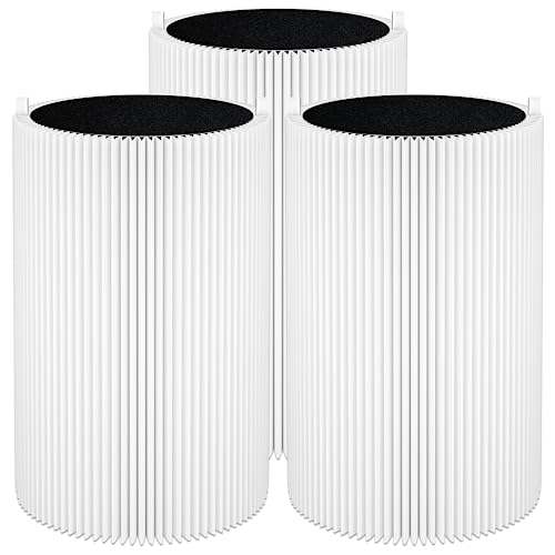 3 Pack Blue Pure 411 Filter Replacement for Blueair Blue Pure 411 Genuine, 411+, 411 Auto and MINI Air Purifier, H13 True HEPA Filter, Particle and Activated Carbon by Funmit