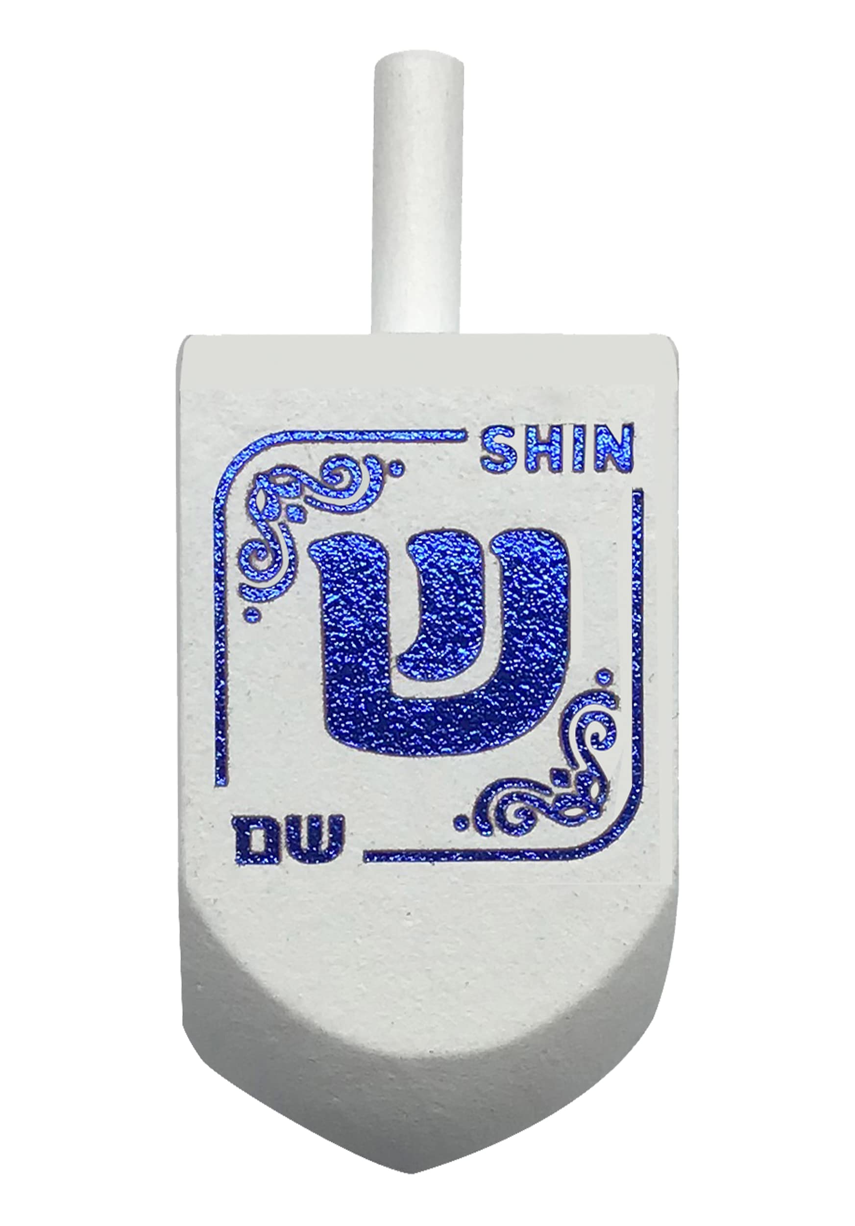 Izzy 'n' Dizzy Hanukkah Dreidels - Extra Large Blue and White Wooden Dreidel - 2 Pack