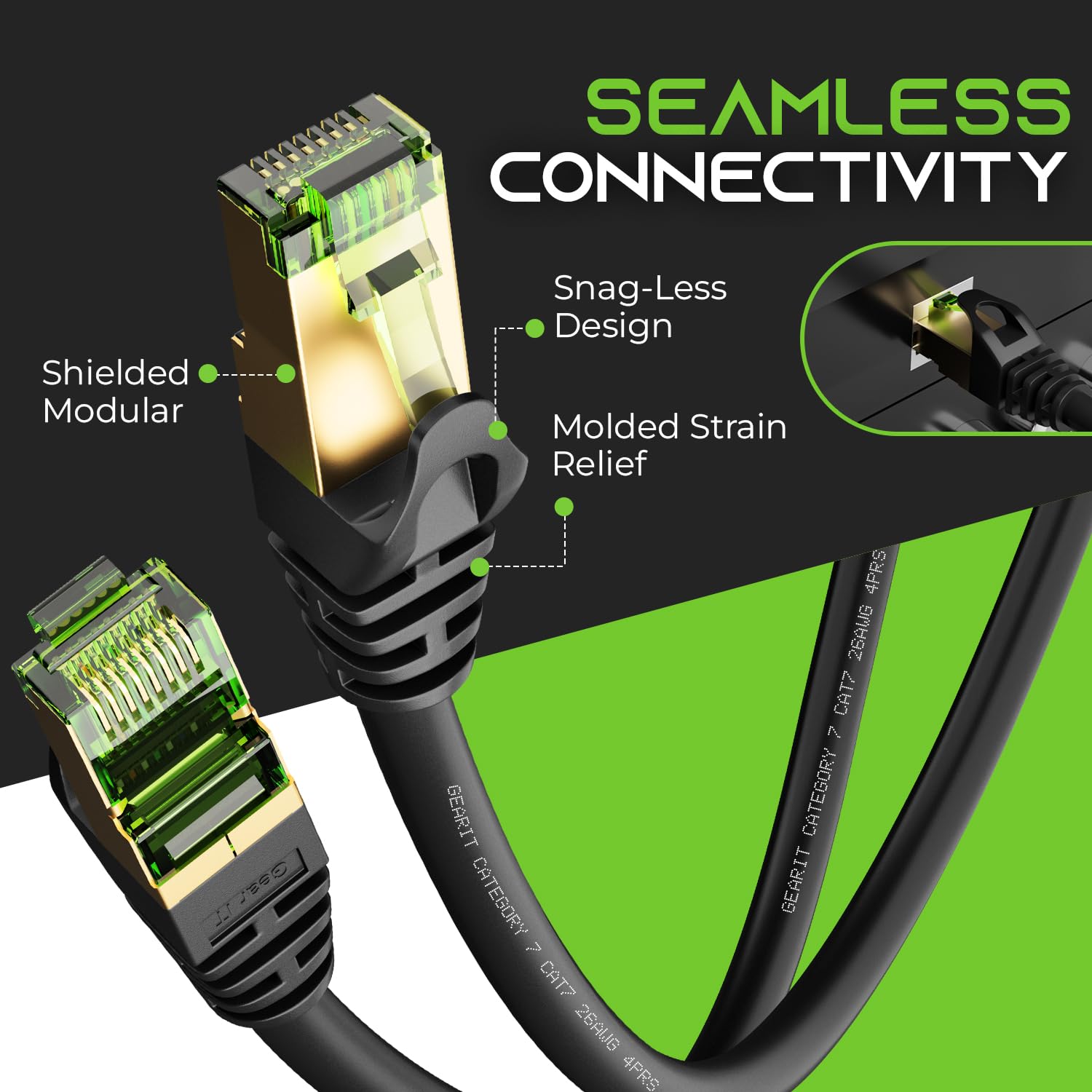 GearIT Cat7 Outdoor Ethernet Cable (100ft) SFTP Shielded Foil Twisted Pair, Pure Copper, LLDPE, Waterproof, Direct Burial, In-Ground, UV Resistant, POE, Network, LAN, Internet, Cat 7-100 Feet