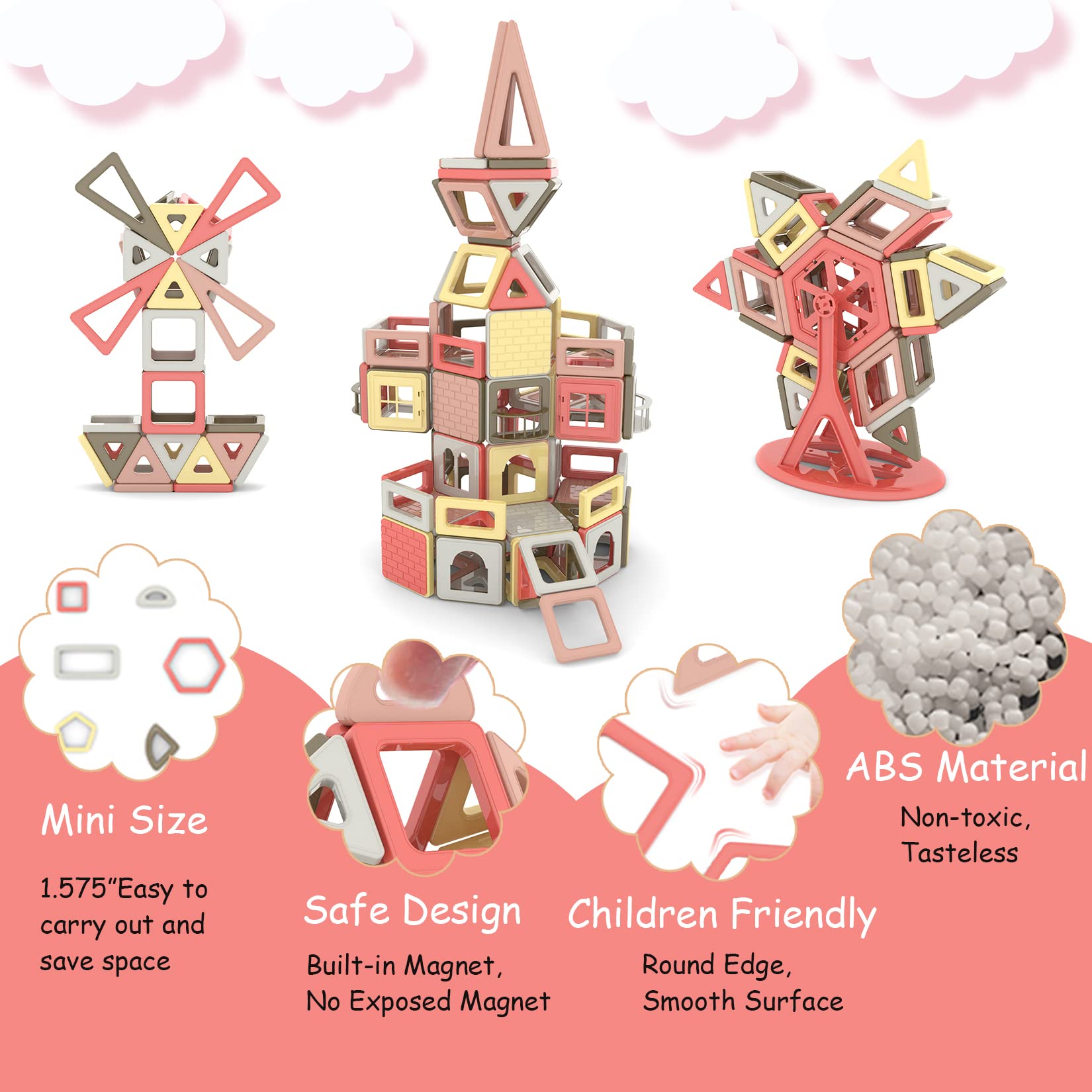 ASOK 149 Piece Magnetic Blocks Building Tiles Educational Construction Toy Set STEM Playset for 3 4 5 6 7 Years Old Boys Girls Gifts