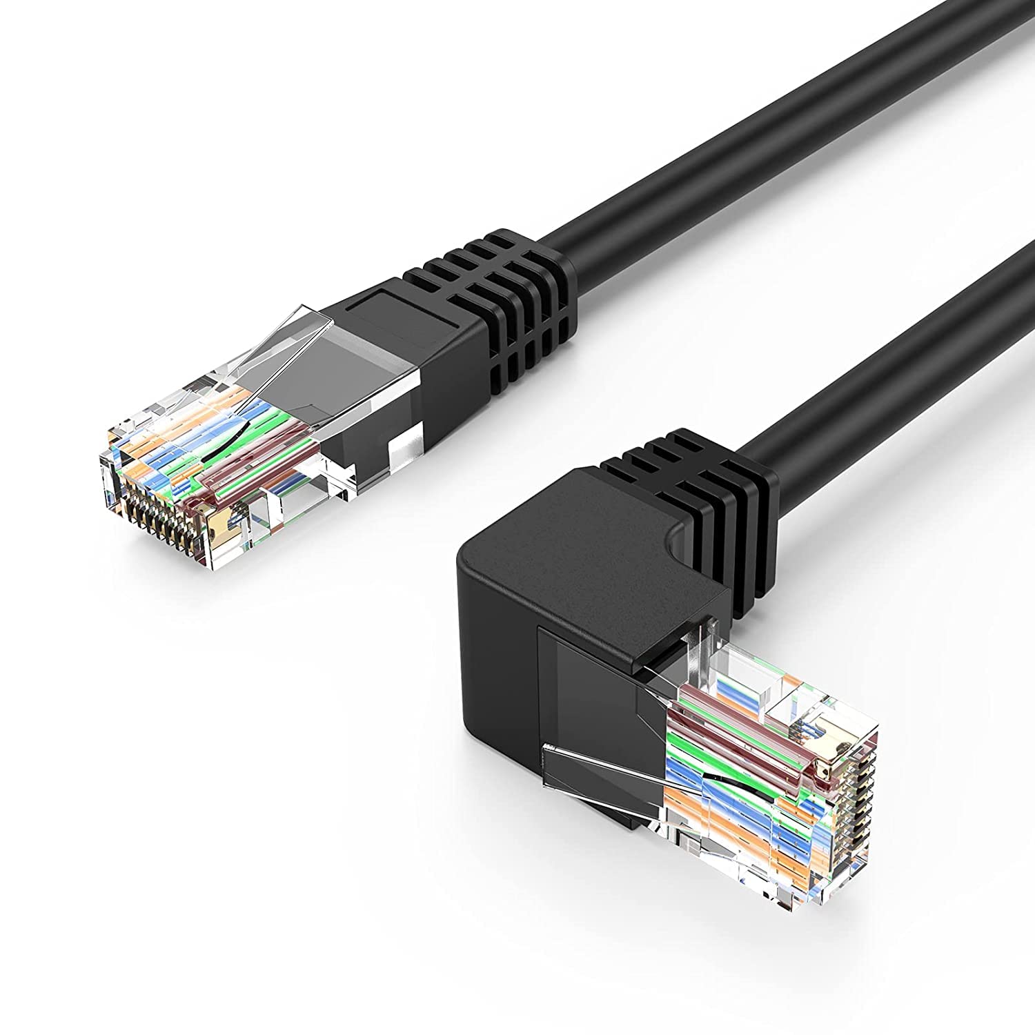CableCreation CAT6 Ethernet Patch Cable RJ45 LAN Cable Gigabit Network Cord 90 Degree Downward Angled,Bandwidth up to 250MHz 1Gbps for PC, Router, Modem, Printer, Xbox, PS4, PS3-10 Feet,Black