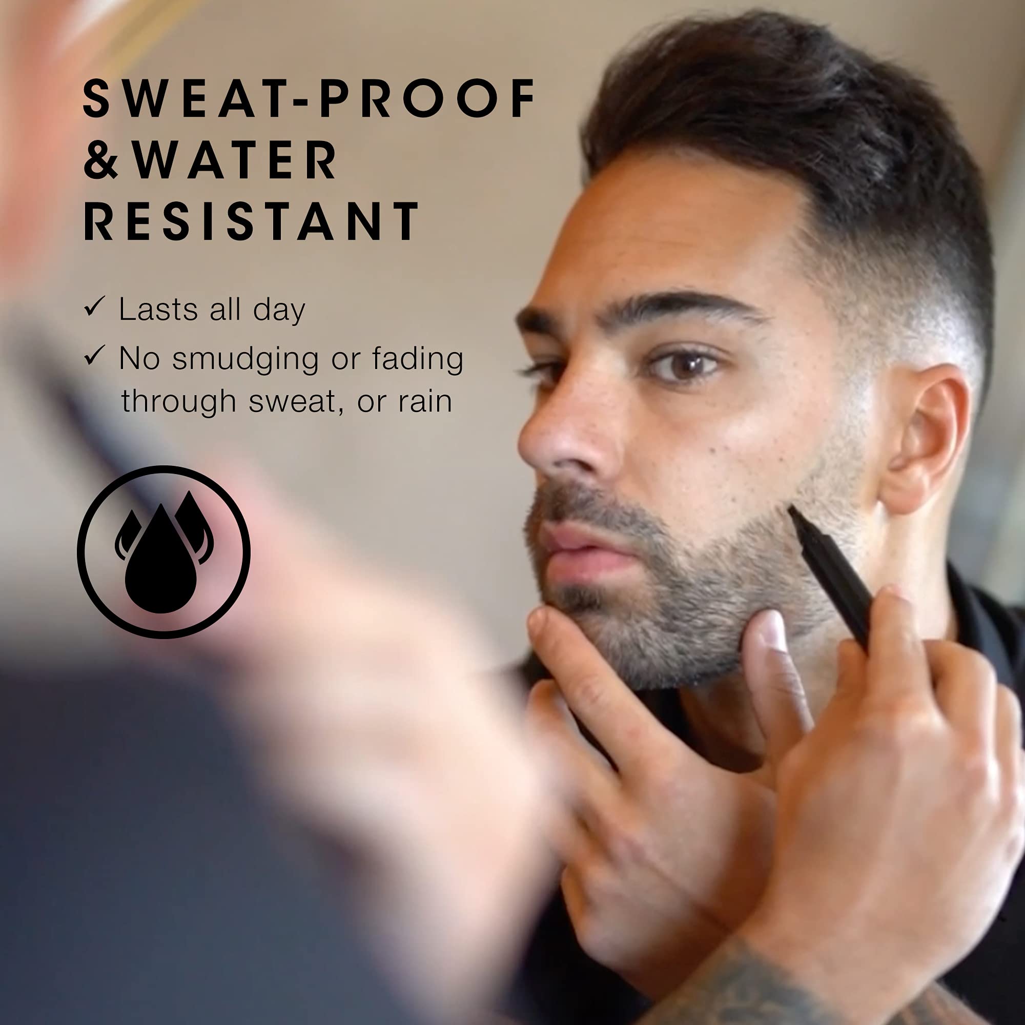 Pacinos Beard Pencil Filler - Water Proof, Long Lasting Coverage & Natural Finish - Beard, Moustache & Eyebrows - Micro-Fork Tip for Seamless Application - Bristle Brush Included (Dark Brown)