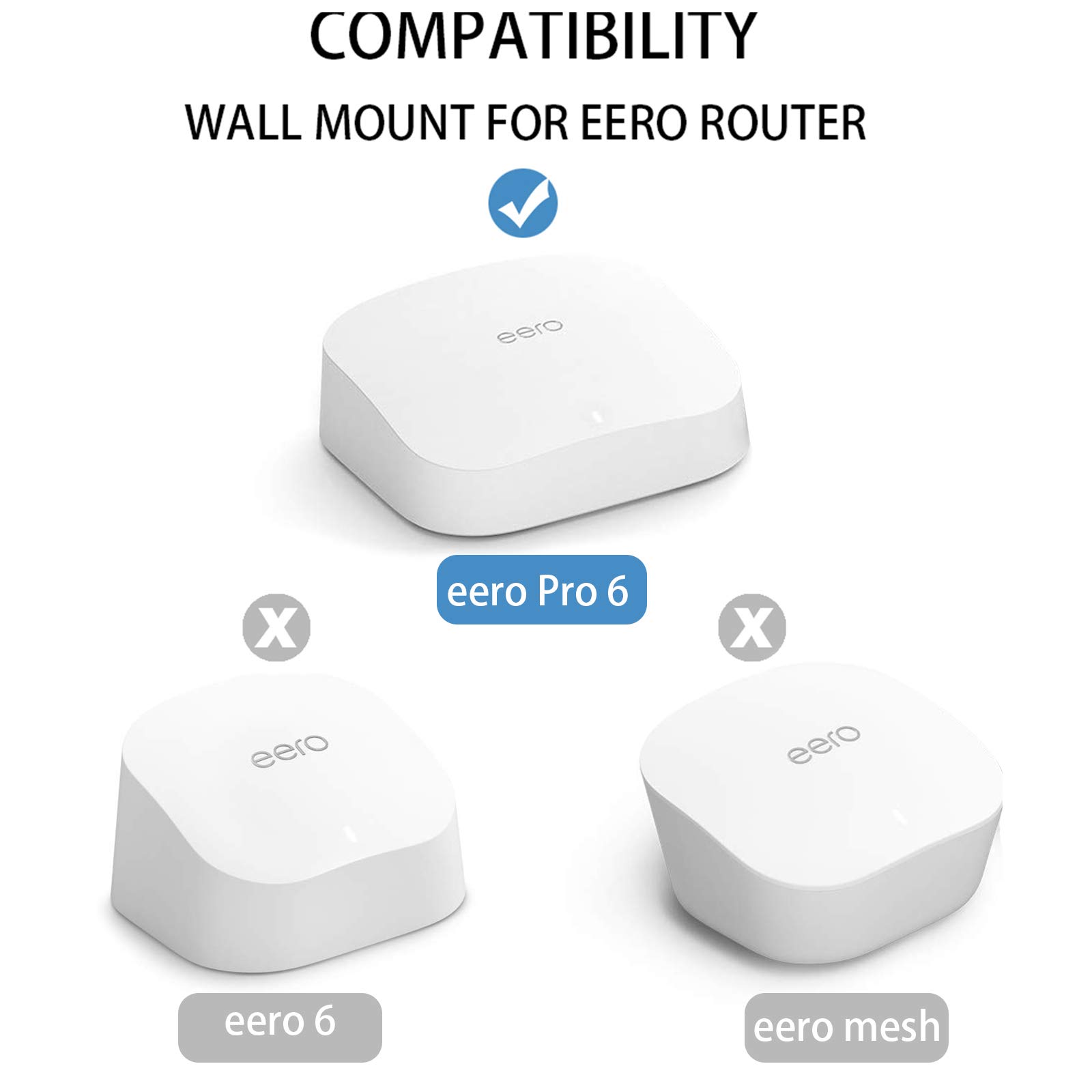 ๐๐๐ฎ๐ณ๐น๐ 2Pcs Screwless Wall Mount Bracket for Eero Pro 6 Wifi, VHB Stick On Holder, Strong Adhesive Holder, No Tools No Drilling No Hole