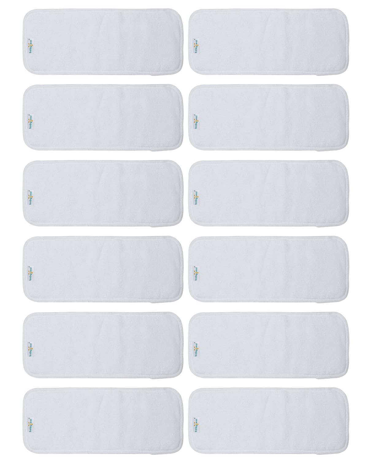 Babygoal Reusable Cloth Diaper Inserts Pack of 12, Absorbent & Breathable Liners, 3-Layer Microfiber Inserts for Cloth Diapers 12T