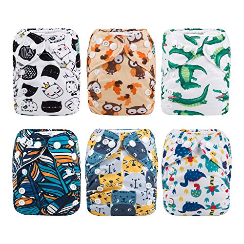 ALVABABY Pocket Newborn for Less Than 12pounds Baby Snaps Cloth Diapers Nappy 6pcs with 12 Inserts 6SVB10