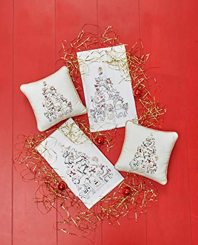 C&F Home Cat Christmas Tree Embroidered Saying Decor Decoration Accent Pillow 10 x 10 Brown