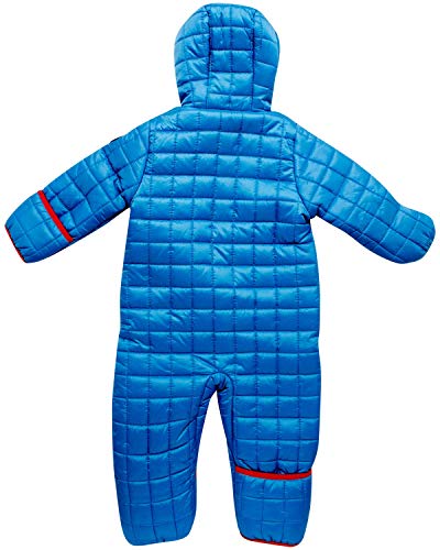 DKNY Baby Boys’ Snowsuit – Hooded Fleece Lined Warm Winter Jumpsuit – Zip Snow Pram for Newborns and Infants (0-24M), Size 3-6 Months, Blue
