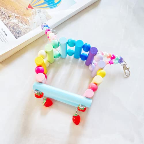 Barn Eleven Parrot Swing Toy Bird Supplies Hammock Swing Sling Six-Step Ladder Climb Budgie Lovebird Perch Ladder Nibble and Climb (B)