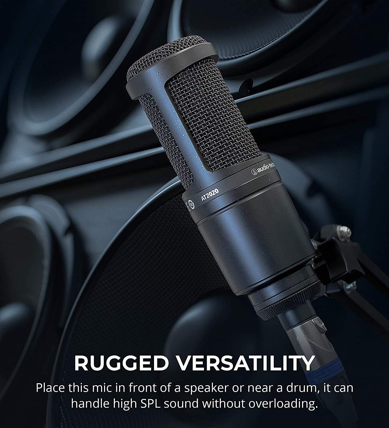 Audio-Technica AT2020 Cardioid Condenser Microphone Bundle with Blucoil 4-Pack of 12 Acoustic Foam Isolation Panel Wedges, 10' XLR Cable, Boom Arm Plus Pop Filter, and Samson SR350 Headphones