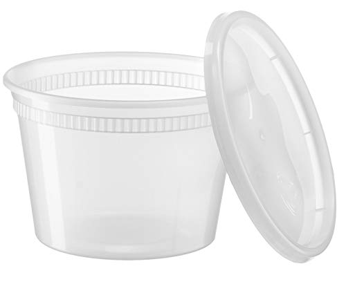 Basix [24 Count 16 Oz Combo] Disposable plastic Deli Food Storage Containers With Plastic Lids, Leakproof, Great For Meal Prep, Picnic, Take Out, traveling, Fruits, Snack, or Liquids