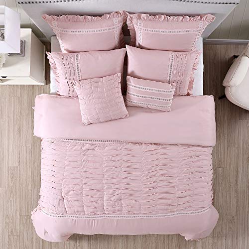 Amrapur Overseas Antonella 8-Piece Pleated Comforter Set (King, Mauve)