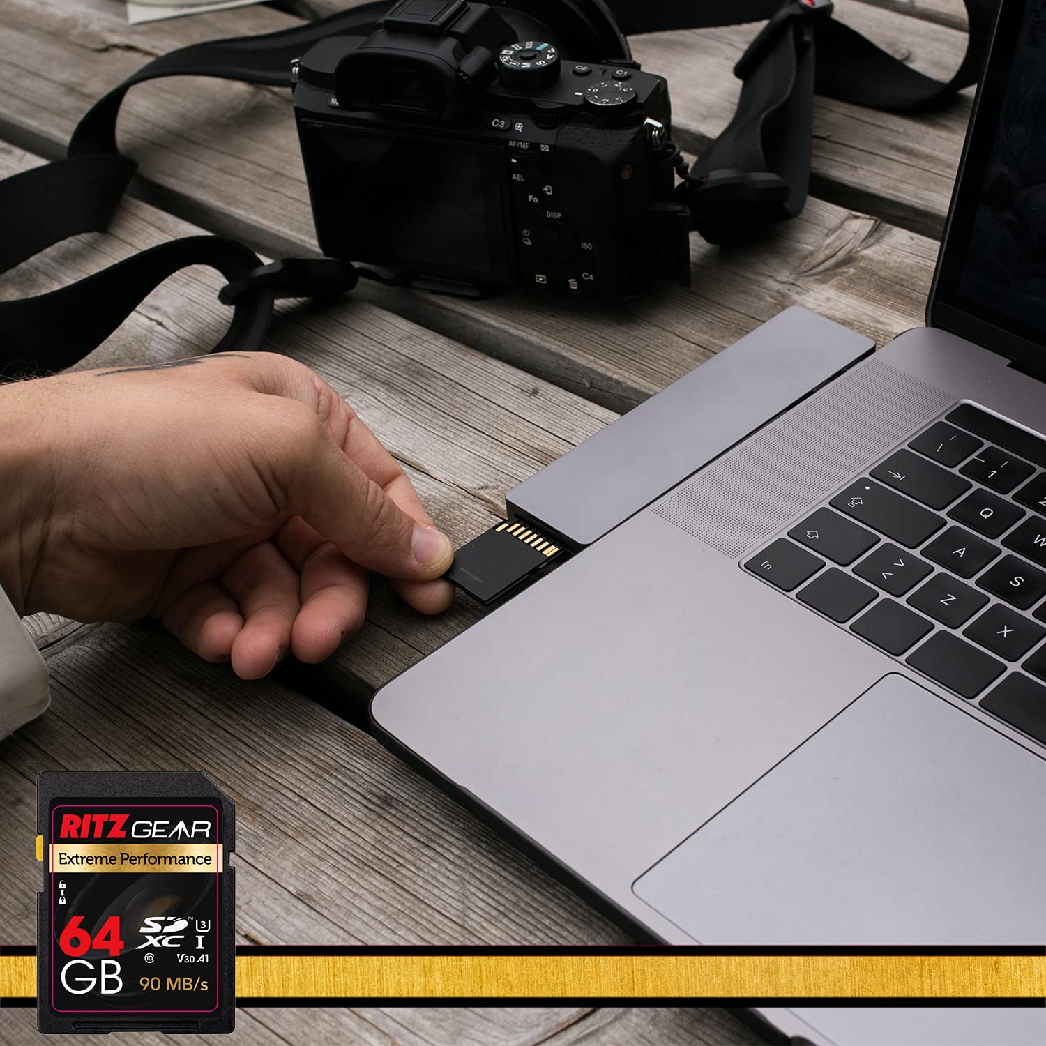 Ritz Gear 64GB High-Speed SDXC UHS-I SD Card, C10, U3, V30, Full-HD & 4K Memory Card