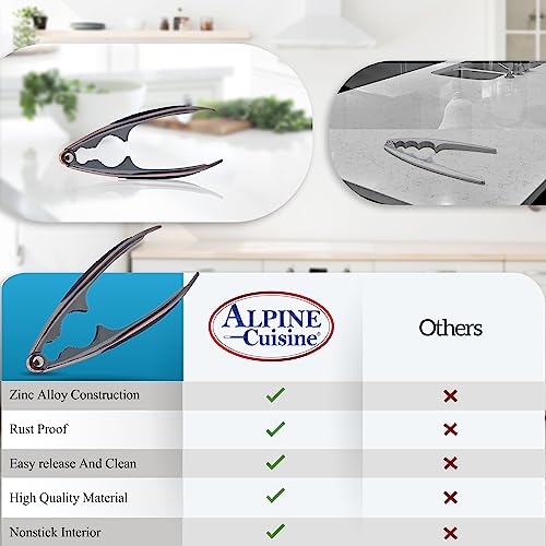 Alpine Cuisine Heavy-Duty Zinc Alloy Nut Cracker 6 Inch with Ergonomic Non-Slip Handle, 2 Different Cuts Nutcracker for Walnuts, Nuts, Walnuts, Hazelnut & Pistachio, Easy to crack - Antique Bronze