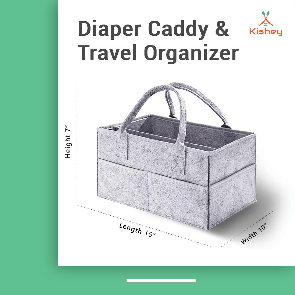 Kishey Baby Diaper Caddy Organizer Nursery Storage Bin - Portable Car Organizer for Baby Travel