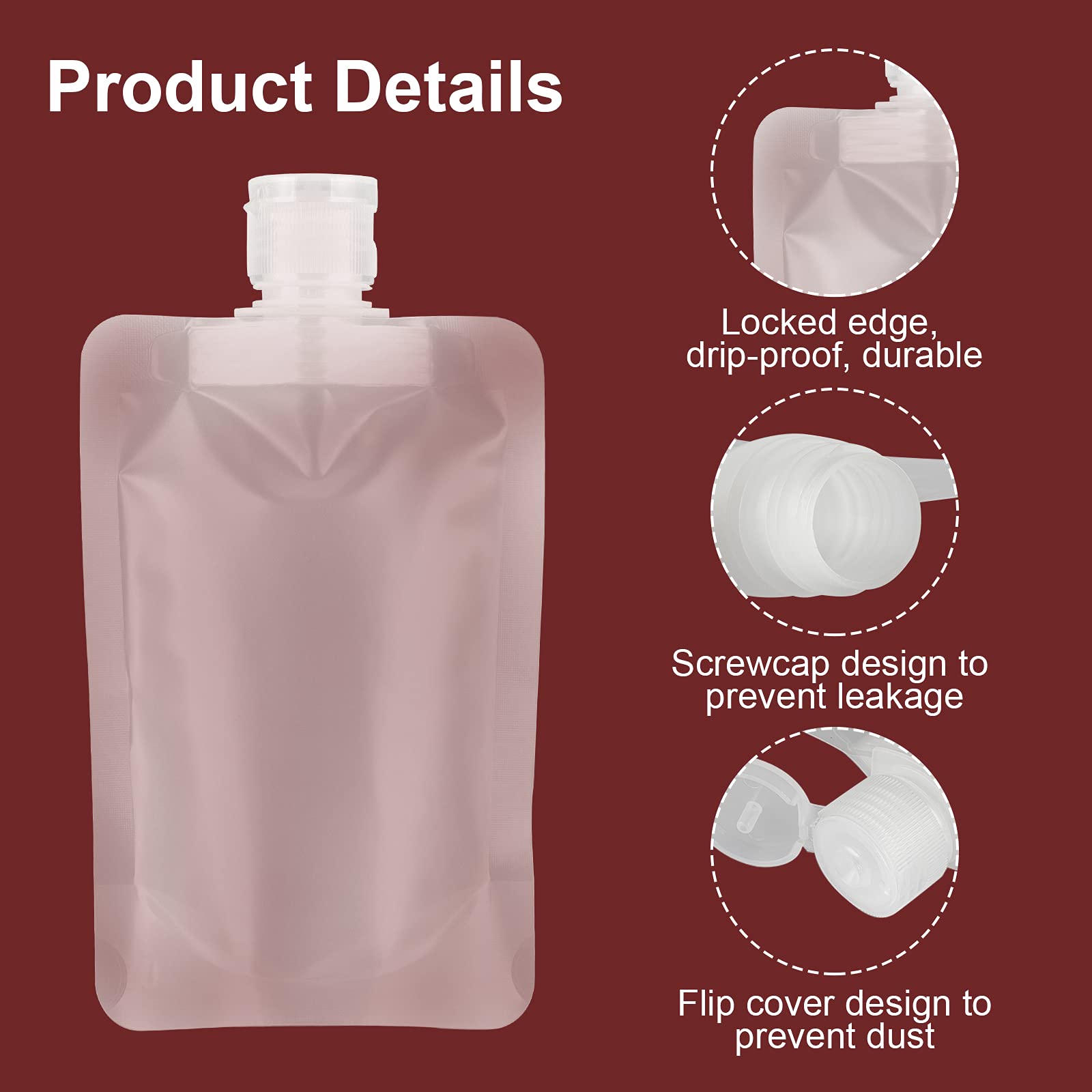 YASUOA 12 Pieces 100ml Leakproof Travel Pouches for toiletries Bulk Travel Size Refillable Squeeze Pouches Containers TSA Approved Empty Stand Up Pouch for Lotion Shampoo Liquids 3.4oz