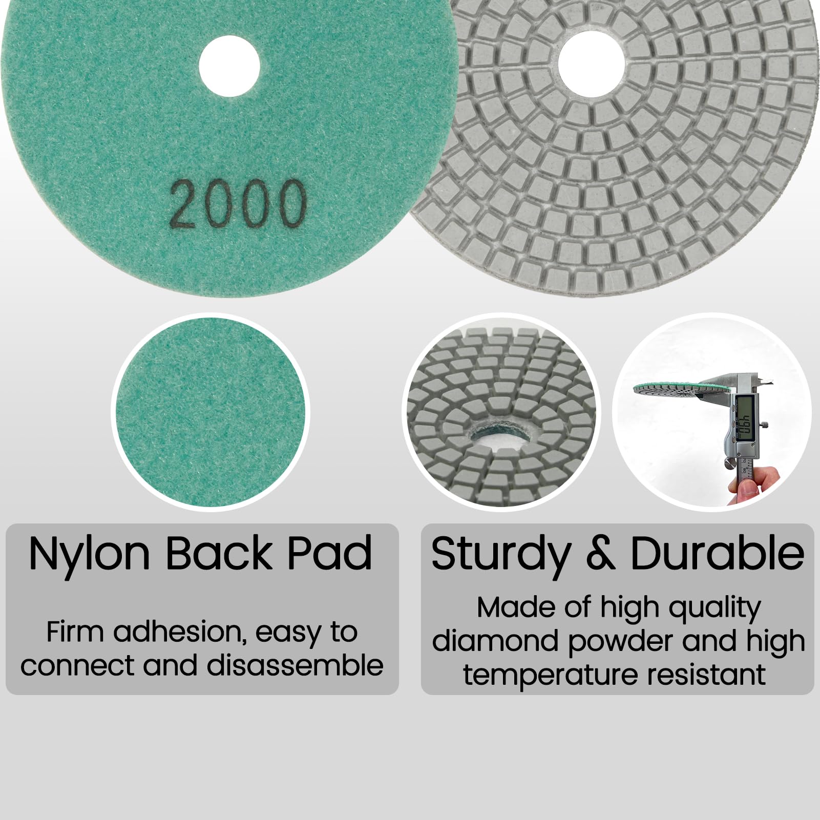 4 Inch Diamond Polishing Pads,16 Pack Wet/Dry Polish Pad Kit with 5/8ββ-11 Backer Pad for Drill, Grinder, Polisher,30-8000 Grit Pads for Granite Marble Concrete Stone Quartz