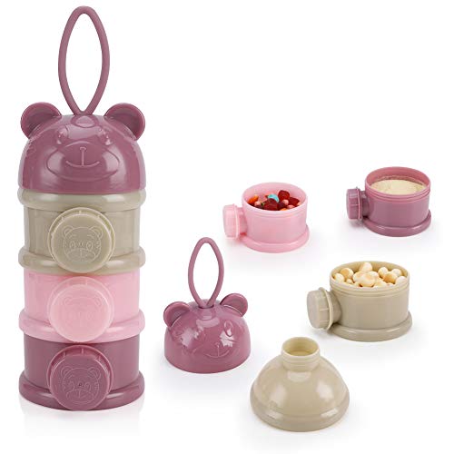 Accmor 3 Layers Baby Milk Powder Formula Dispenser On The Go, Formula Container for Travel, Non-Spill Stackable Baby Snack Storage Container with Handle,BPA Free,Purple