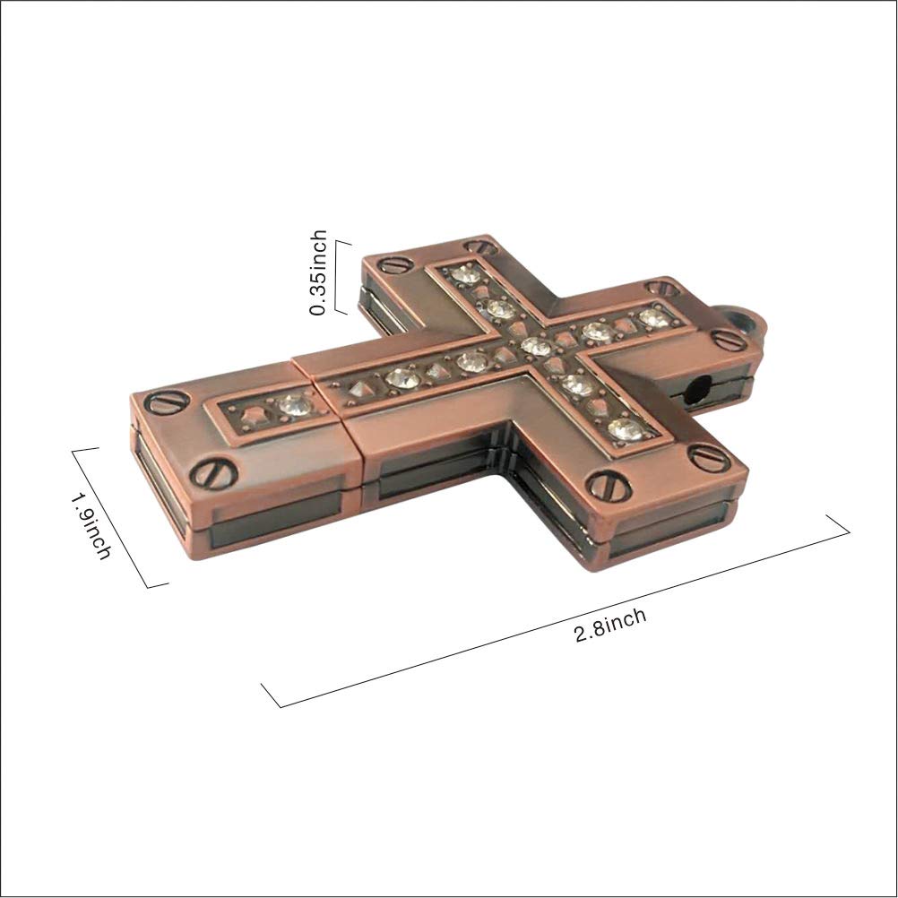 HUNTER ACTION Diamond Jewelry Cross 64GB USB 2.0 Flash Disk Thumb Drive USB Flash Drives U Disk USB Disk Metal USB Flash Drive with Necklace Keychain Design