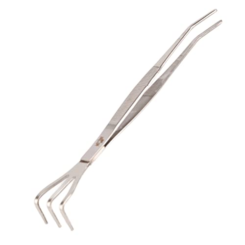 2-in-1 Ergonomic Stainless Steel Root Rake Bonsai Tweezers Soil Farming Tool