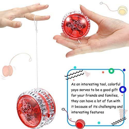 Sumind 6 Pieces LED Light Yo-Yo Plastic Responsive Yoyo Entertaining Yoyo for Beginner Party Favors (Random Colors)
