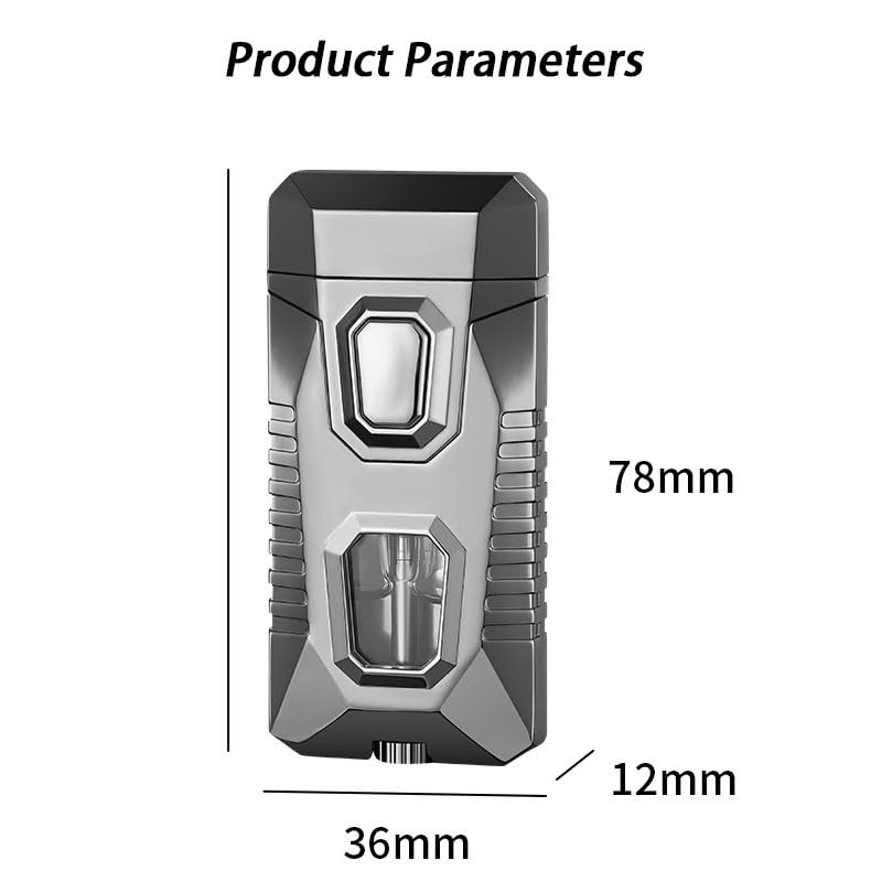 2024 Inflatable, Clear Gas Window Lighter, Dual Flame Lighter, Reusable, Portable, for Cigarettes, Gifts, Collections (No Gas) (Color : C3)