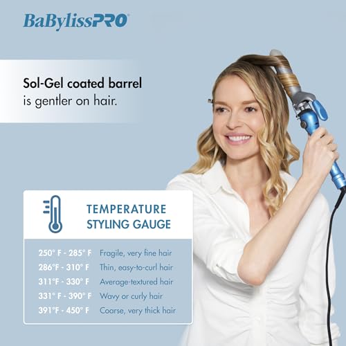 BaBylissPRO Nano Titanium Spring Curling Iron, 1.5" Professional Spring Hair Curler for Long Lasting Curls & All Hair Types