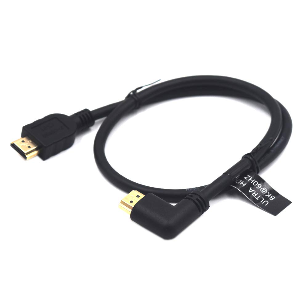 Kework 2 Feet Ultra HD HDMI 8K Cable, 90 Degree Left Angle HDMI 2.1 Version Male to Male High Speed Shield Cable for Xbox TV PS4 PS5 Switch, Support 8K@60HZ 4K@120HZ (Left-Straight)