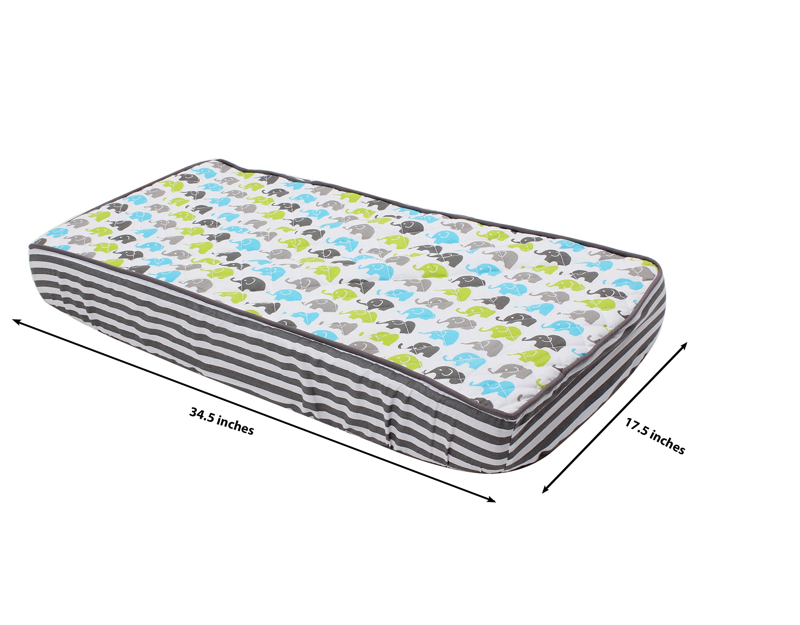 Bacati - Elephants Aqua/Lime/Grey Changing Pad Cover (Aqua/Lime/Grey)