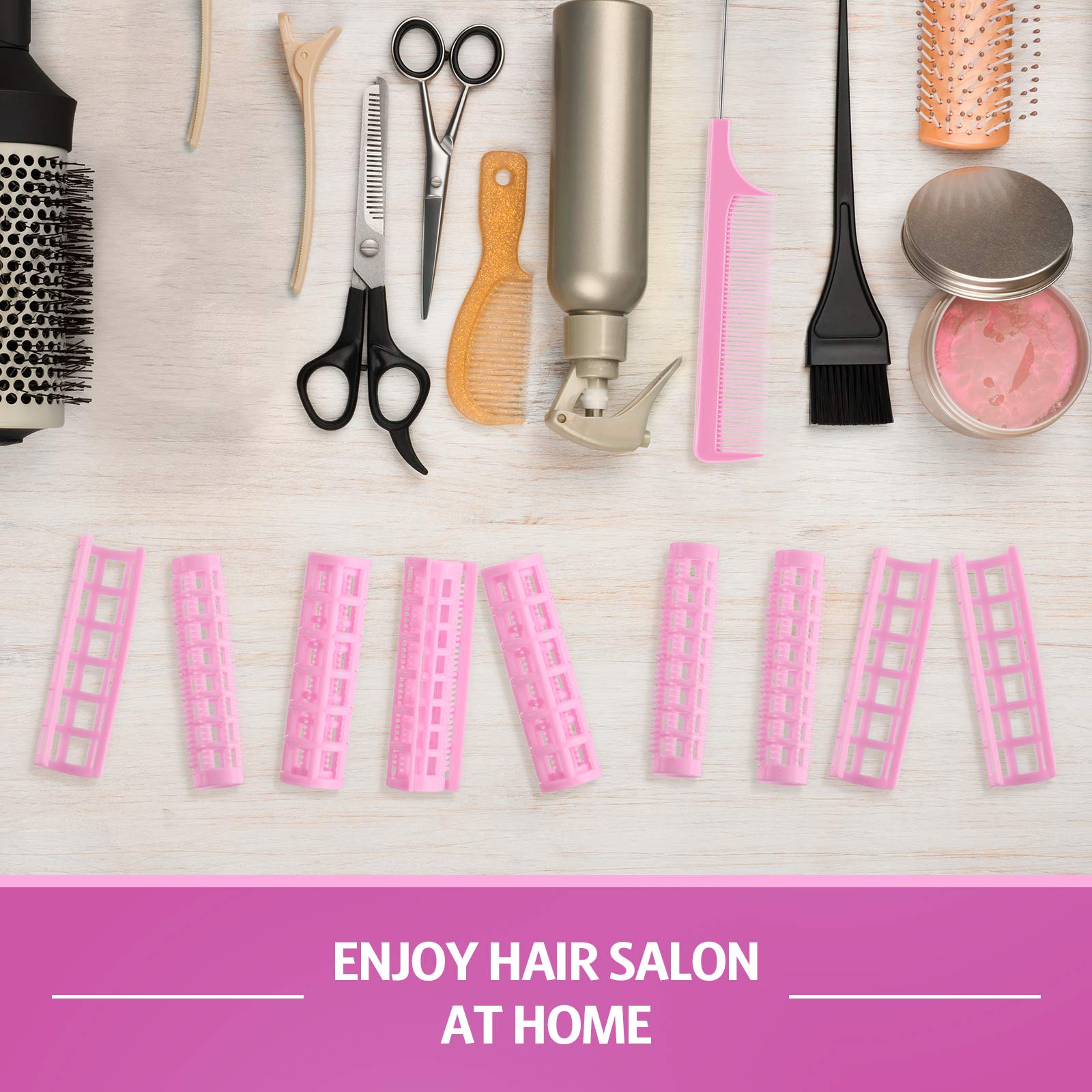 Syhood 28 Pieces Hair Roller, 0.6 Inch/ 1.5 cm Small Size Plastic Hair Rollers with Steel Pintail Comb for Short Hair Long Hair Styling Tools (Pink)