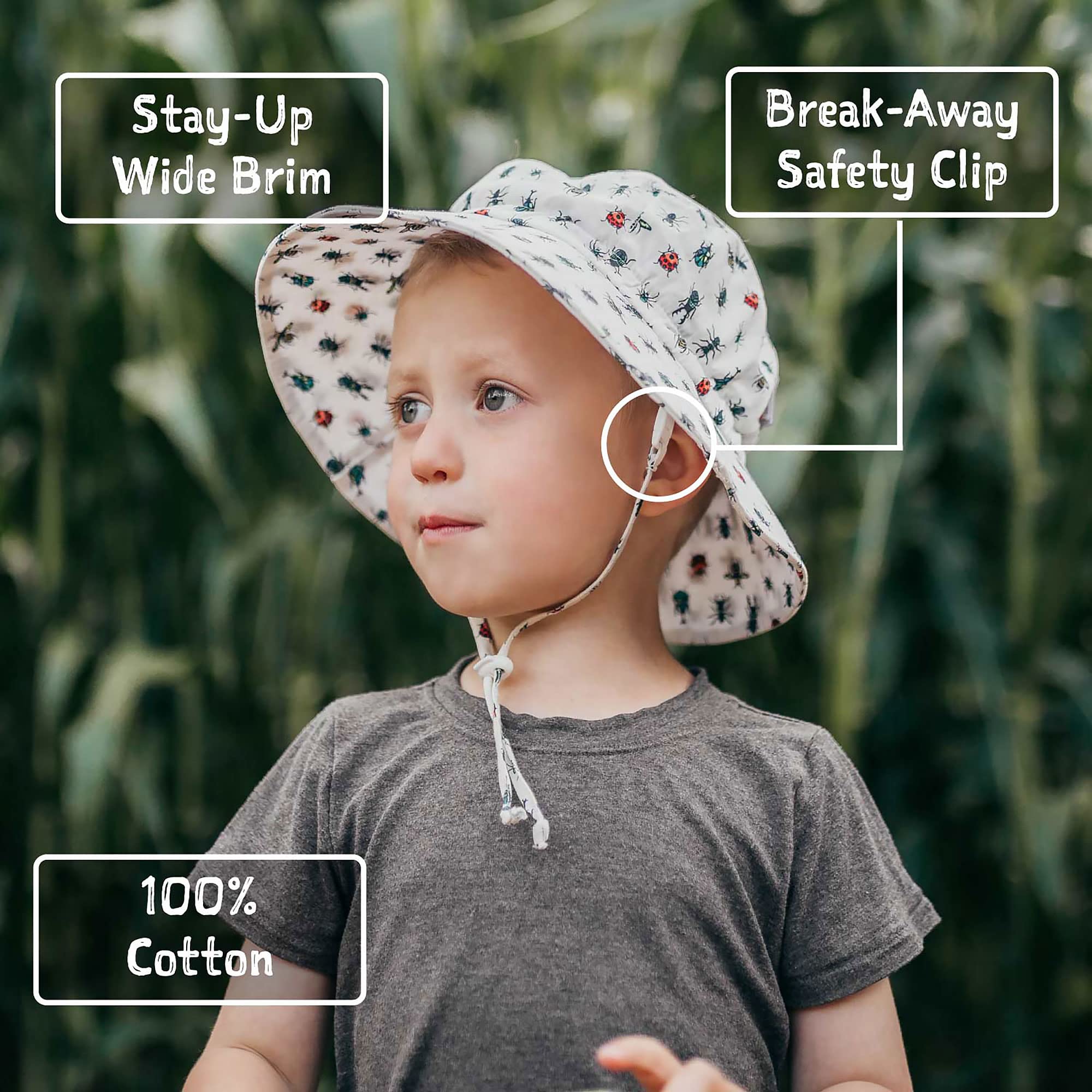 JAN & JUL Summer Bucket Hat for Toddler Kids, Adjustable (L: 2-5T, Navy)