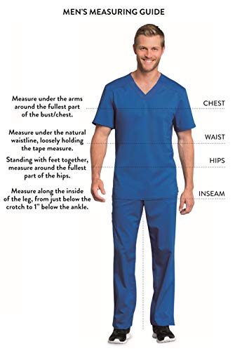 Cherokee Scrubs for Men V-Neck Top, Workwear Professionals Soft Stretch WW675, L, Navy