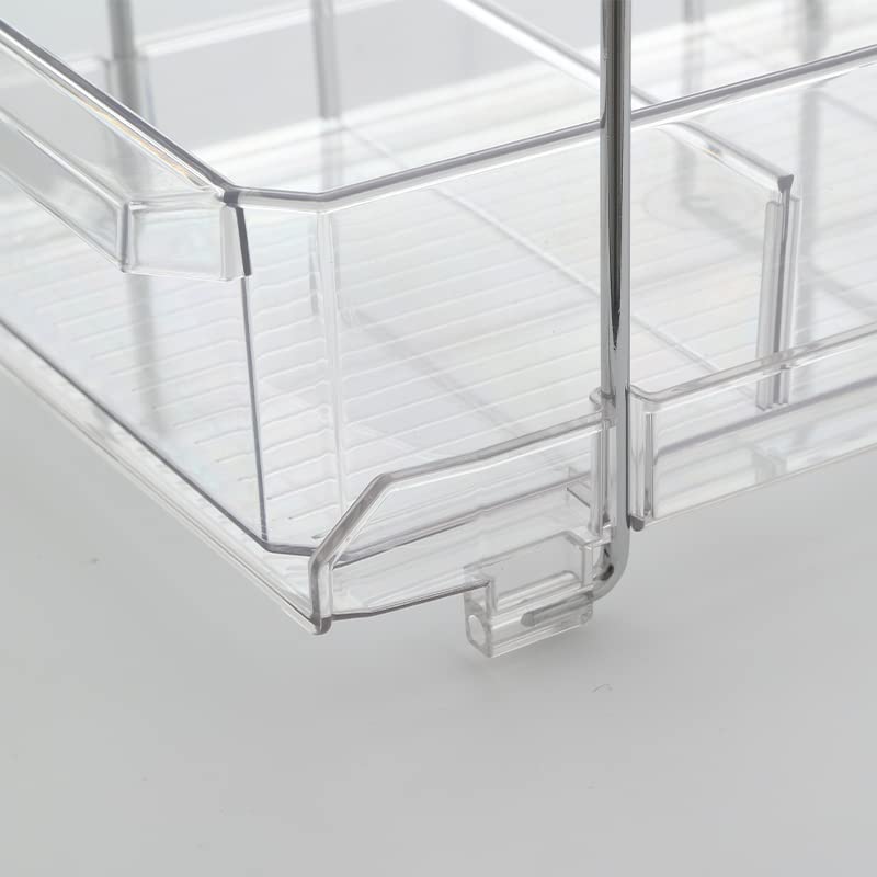2-Tier Clear Organizer with Sliding Storage Drawers, Baskets, with Handles and Dividers for Kitchen, Closet, Kitchen Pantry Medicine Cabniet Storage Bins Bathroom, and Office, BPA Free (1 PACK)