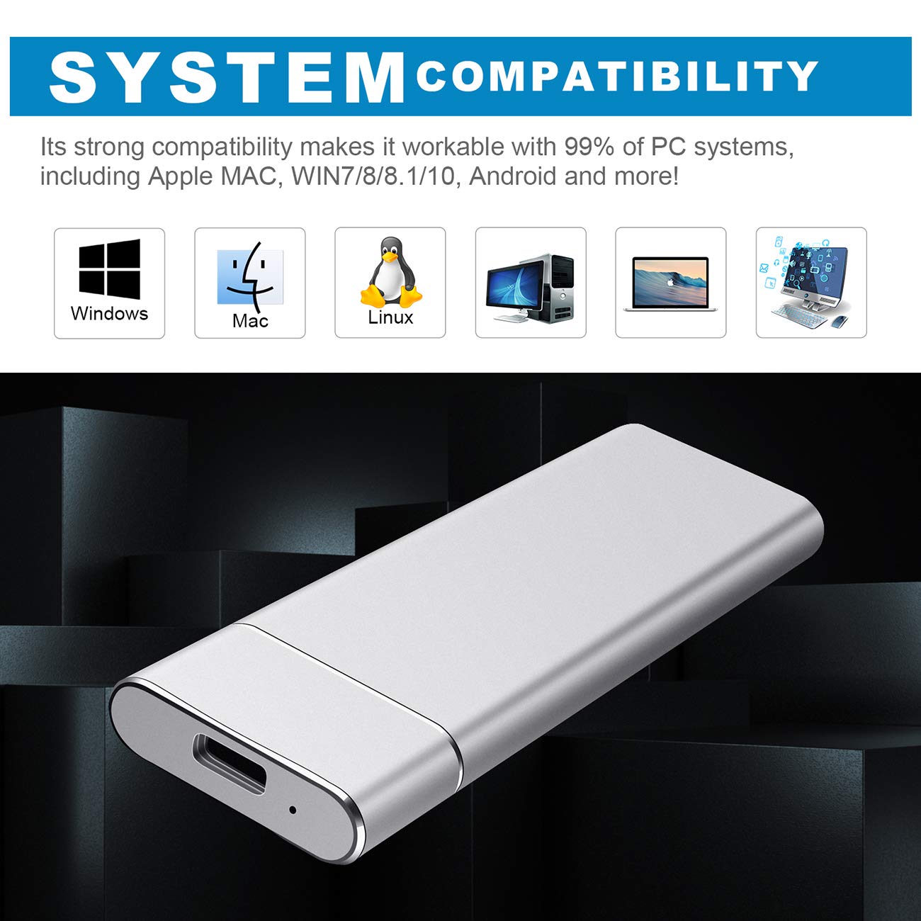 DOJGT External Hard Drive,Portable Hard Drive 2TB USB3.1 Hard Drive Compatible Mac,PC,Desktop,Laptop,MacBook,Chromebook (2TB,Red)