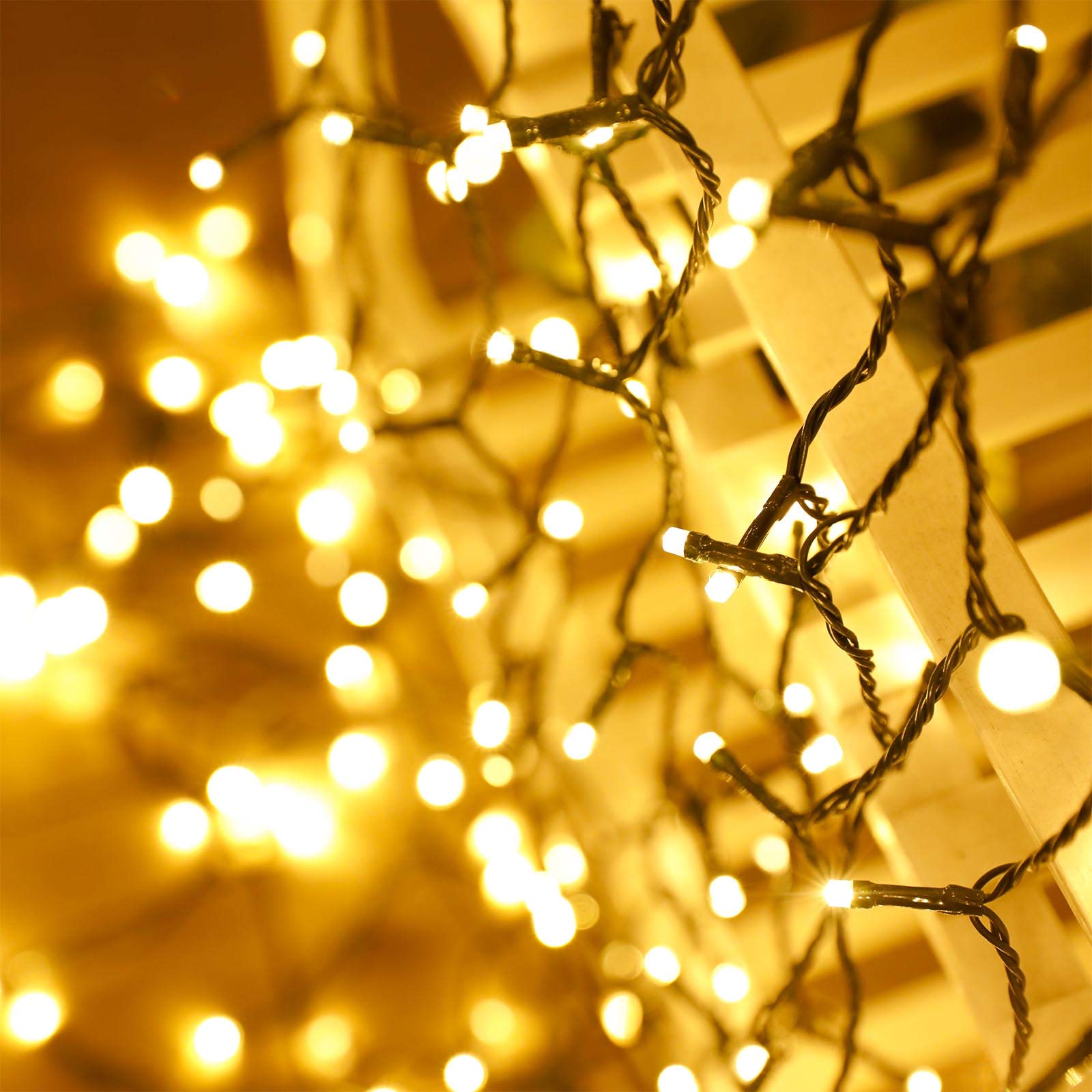 2-Pack Solar String Lights Outdoor, 200 LED Extra-Long 72FT Waterproof Solar Christmas Lights with 8 Lighting Modes, Solar Tree Lights for Xmas Party Wedding Garden Yard Home Decorations (Warm White)