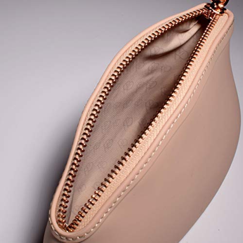 Cosmetic Bag by Pudinbag | Small Makeup Bag for Women | Cosmetic Makeup Pouch for Purse | Silicone Waterproof Vegan | Beige