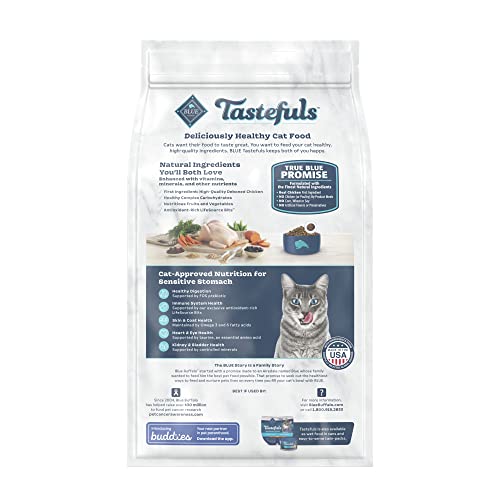 Blue Buffalo Tastefuls Sensitive Stomach Natural Adult Dry Cat Food, Chicken 7lb bag