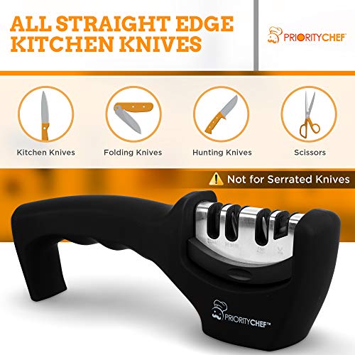 Heavy Duty 4 Stage Kitchen Knife Sharpener, Repair, Polish and Sharpen your Kitchen Knife Easily, Handheld Manual Knife Sharpeners for Kitchen Knives, Scissor Sharpener