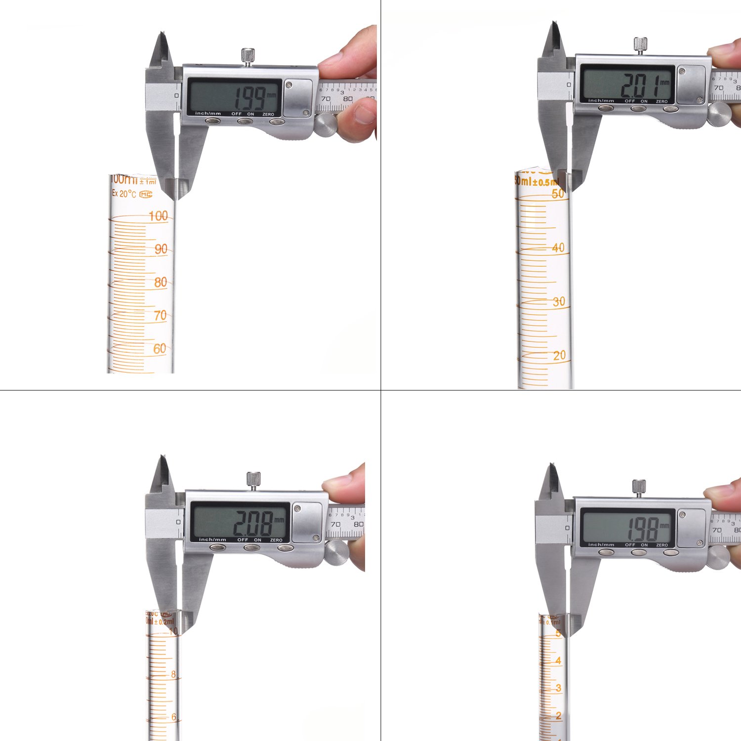Glass Measuring Low Form Beaker Set 50ml 100ml 250ml and Thick Glass Graduated Measuring Cylinder Set 5ml 10ml 50ml 100ml