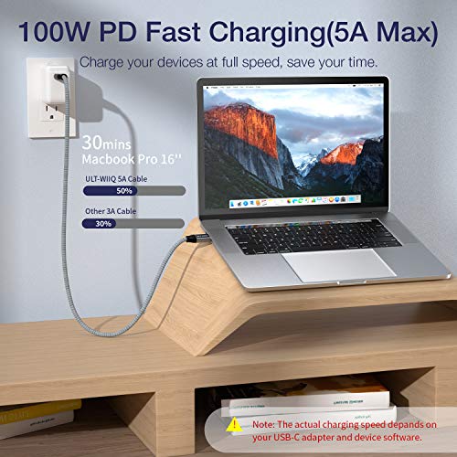 ULT-WIIQ 240W USB C to USB C Cable Fast Charging PD 3.1 & USB C Data Cable 10Gbps Data Transfer, Nylon Braided USB Type C Cable for iPhone 15 Pro, MacBook Pro/Air, Samsung Galaxy 9.9FT