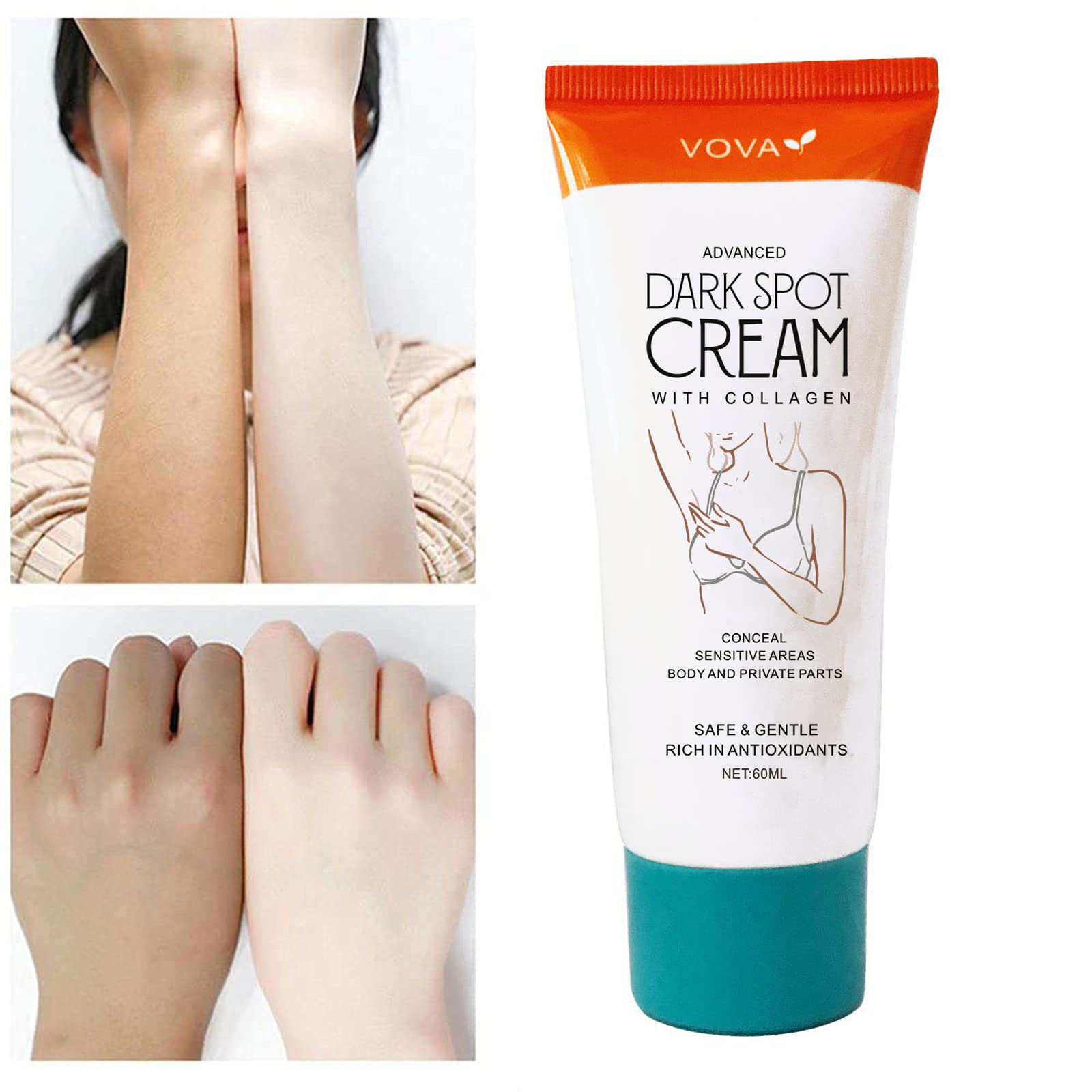 ROUSHUN Underarm Cream, Body Cream - Nourishes Moisturizes Underarm, Neck, Knees, Elbows, Between Legs 2 fl.oz